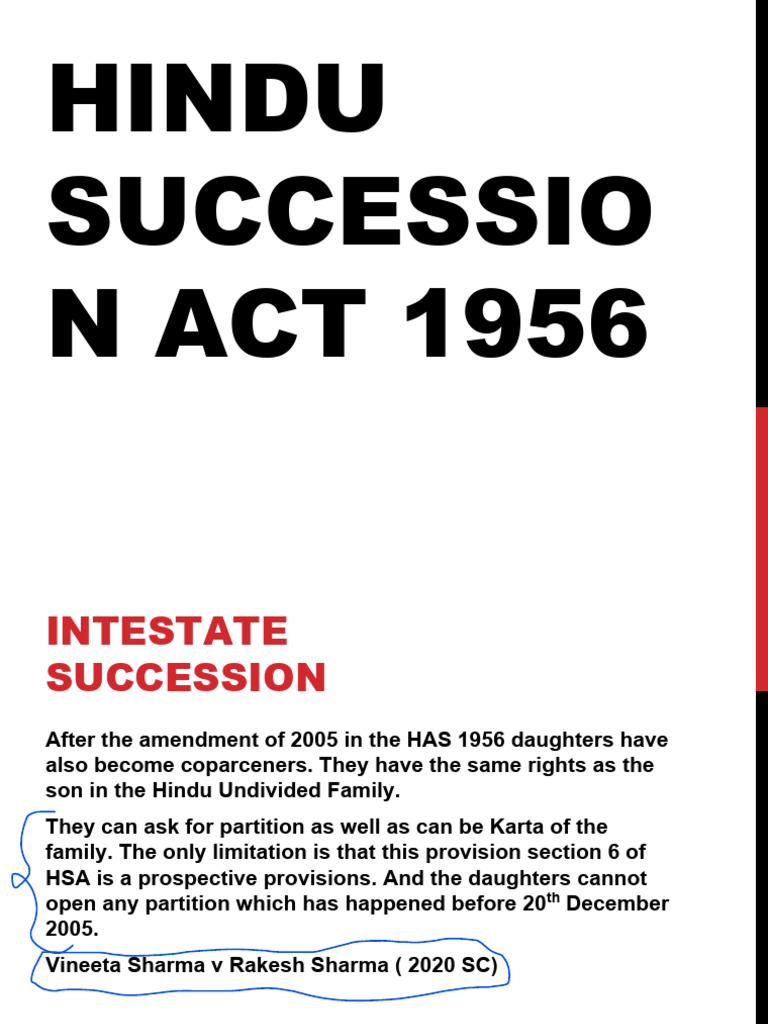 Hindu Succession Act 1956 Overview | PDF