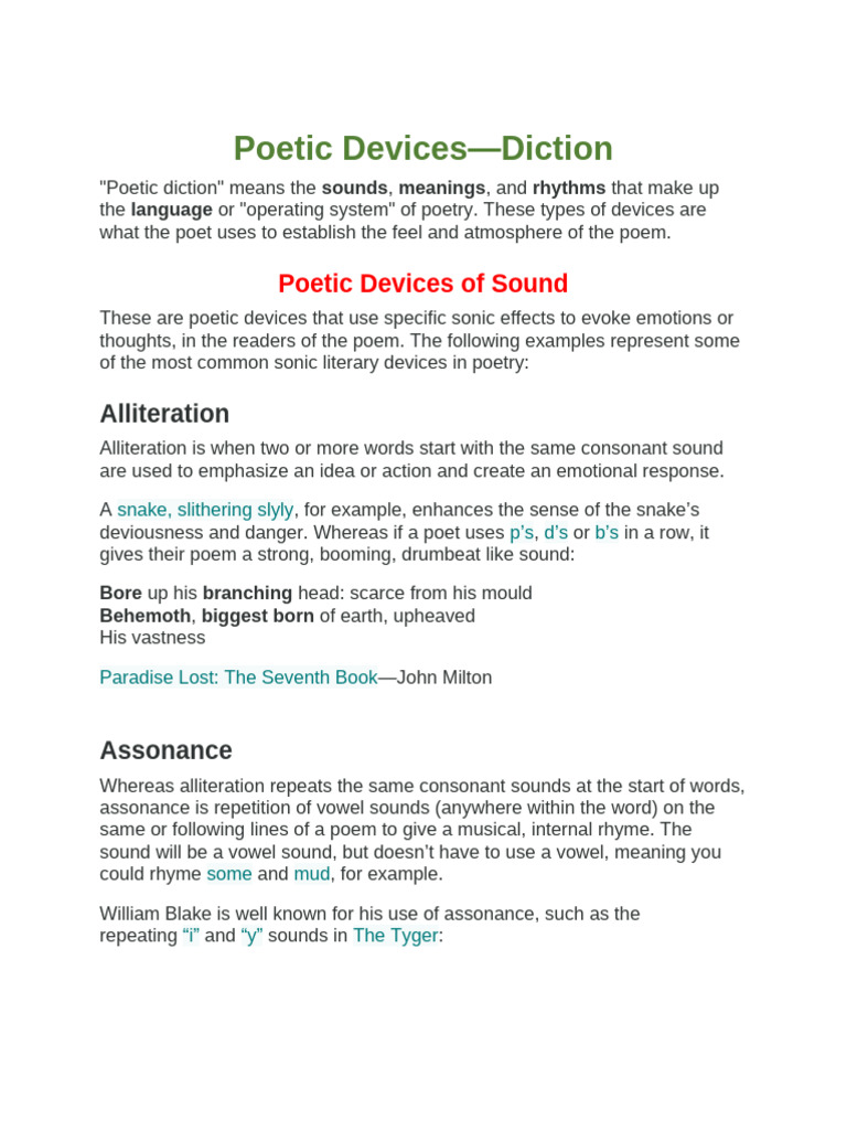 Poetic Devices For Exams-2 | PDF | Poetry | Metre (Poetry)