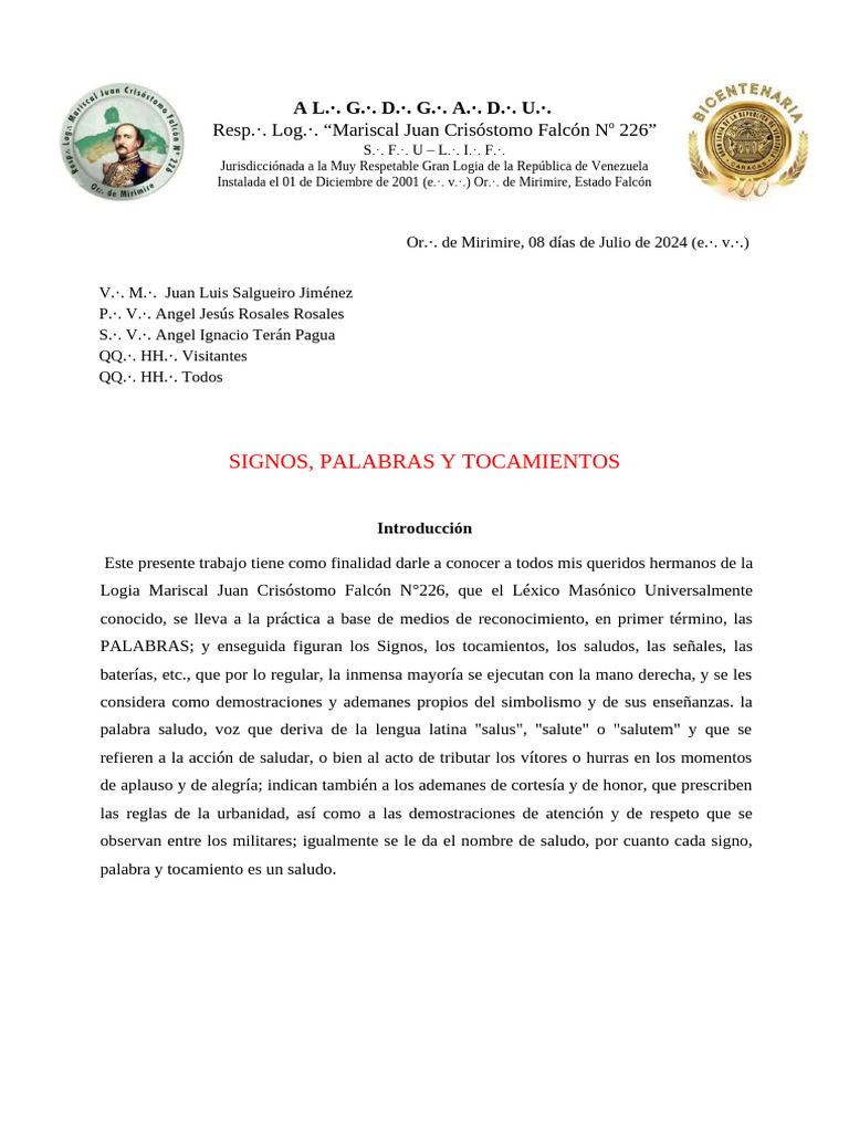 Trabajo Sobre Signos, Palabras y Tocamientos | PDF | Palabra | Rut ...