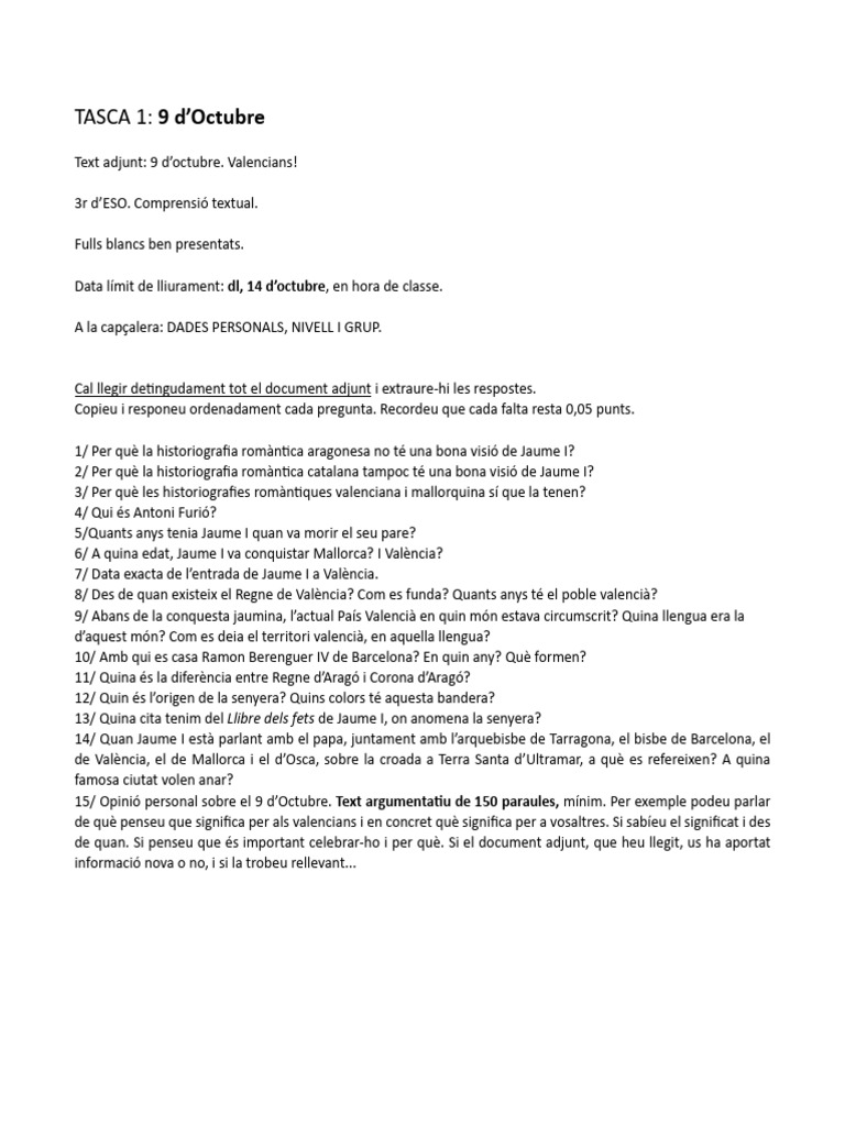 TASCA 1 Jaume I | PDF