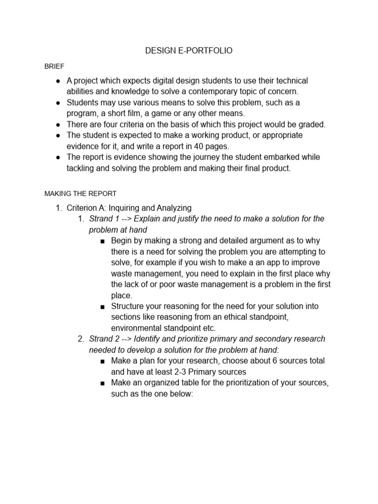 Digital Design E-Portfolio Project Guide | PDF | Design | Swot Analysis