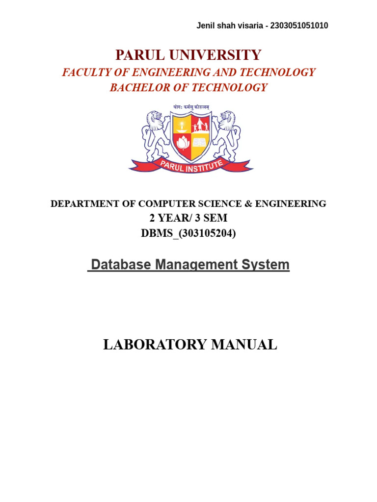 Dbms Lab Manual | PDF | Databases | Computer Data