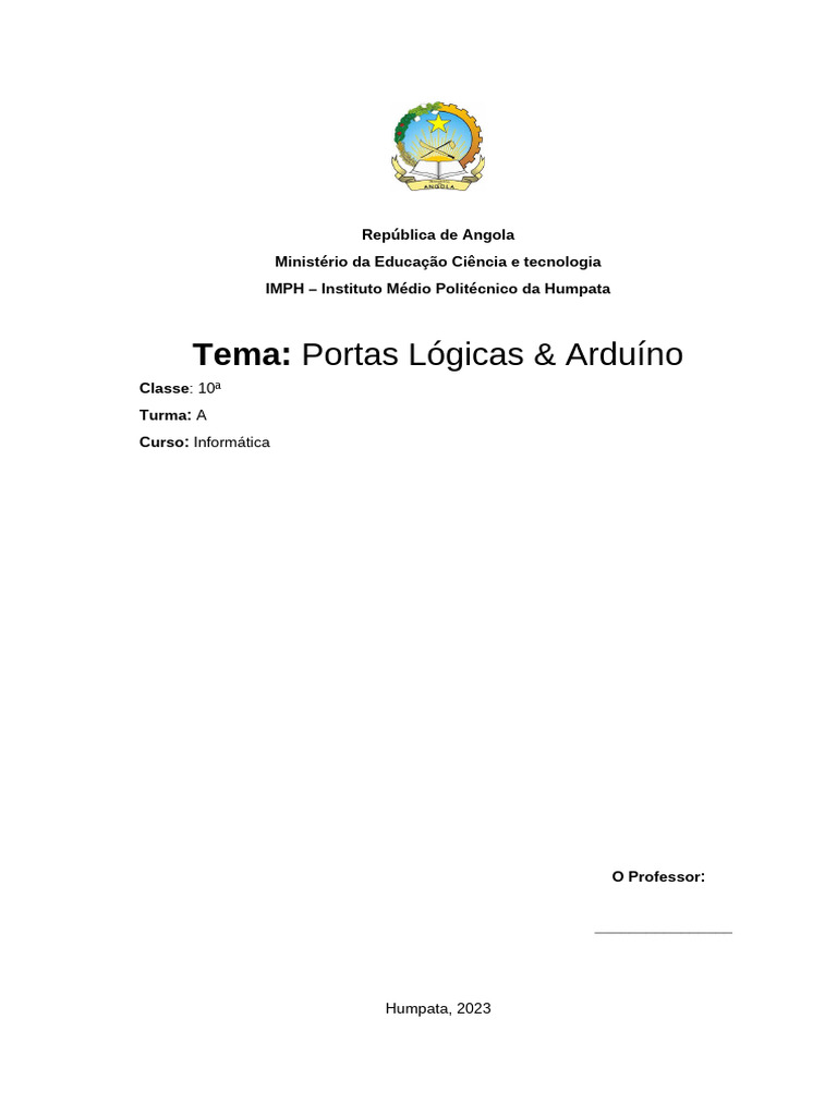 Arduíno & Portas Lógicas | PDF | Arduino | Porta lógica
