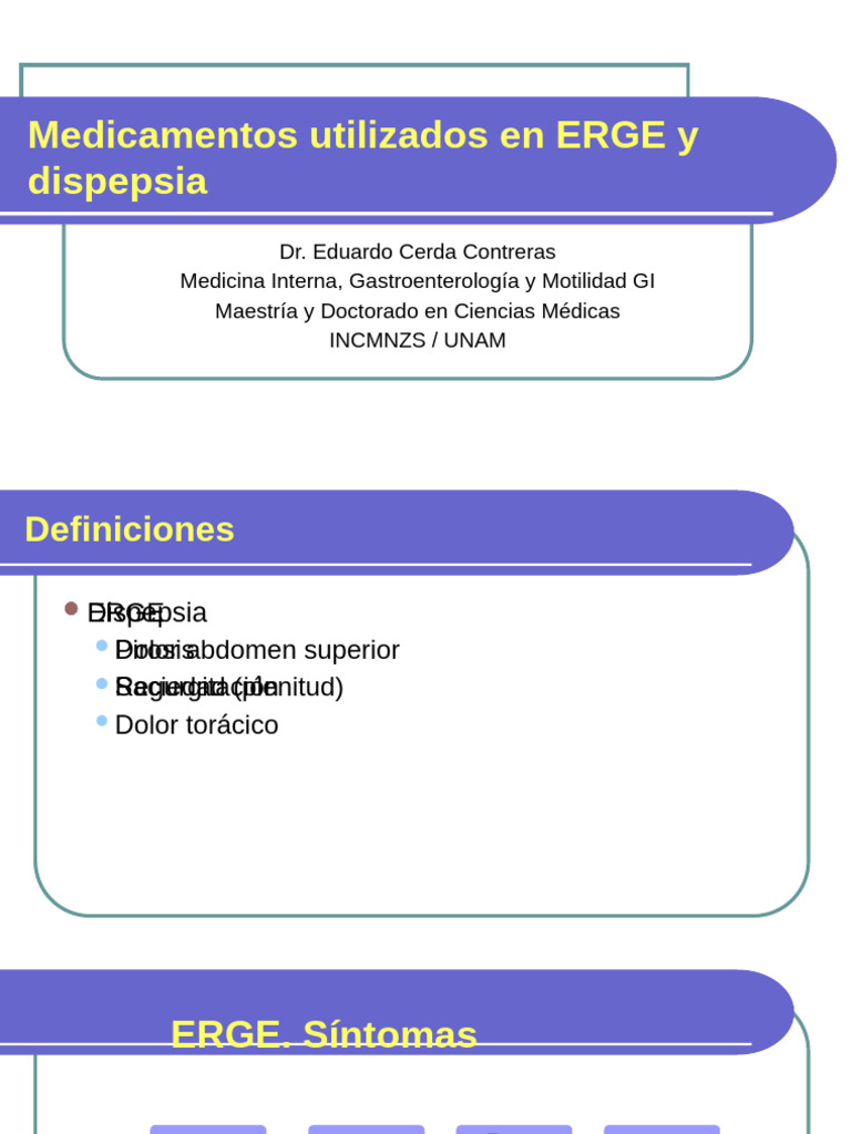 Medicamentos Utilizados en ERGE y Dispepsia | PDF | La enfermedad por reflujo gastroesofágico ...