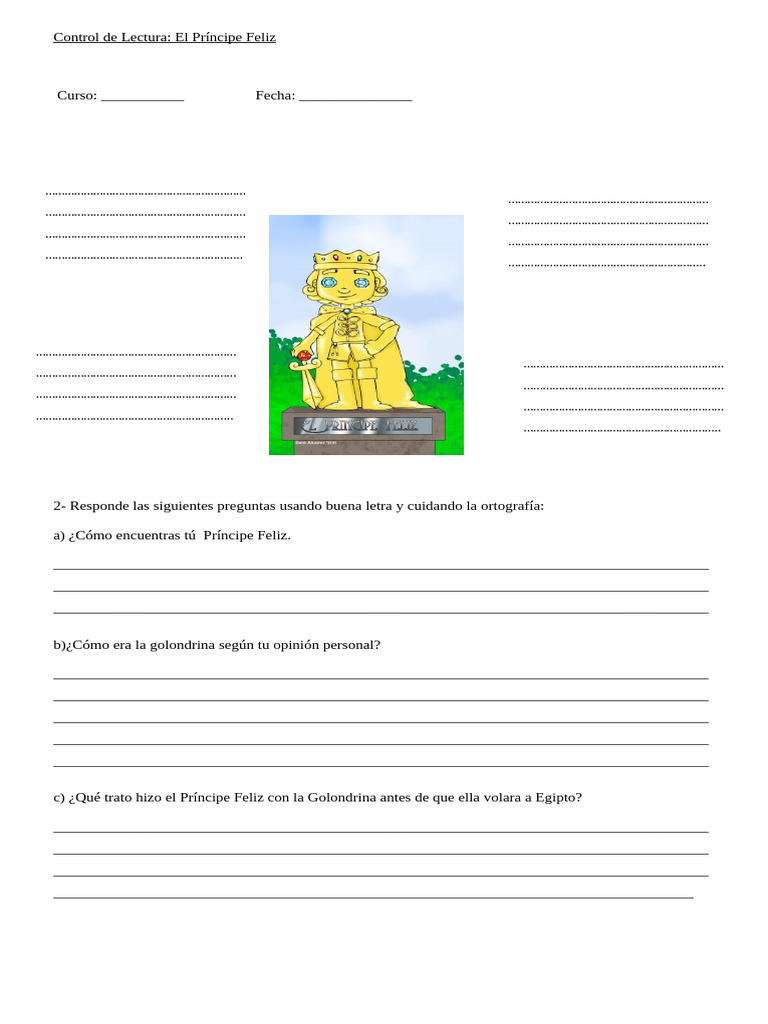 Prueba El Principe Feliz | PDF