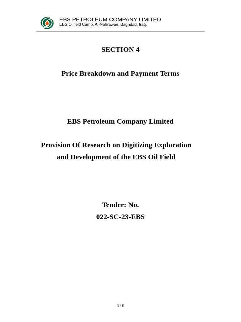 SECTION 4 - ITB - Price Breakdown and Payment Terms | PDF | Bonds ...