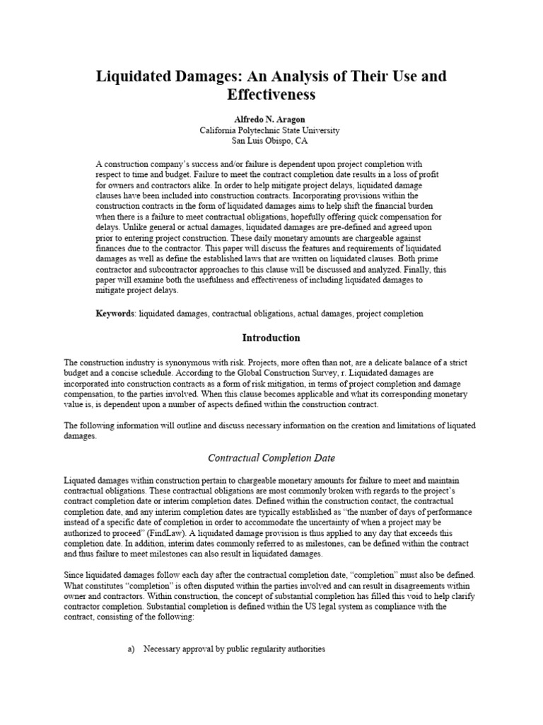 Understanding Liquidated Damages in Construction | PDF | Liquidated ...