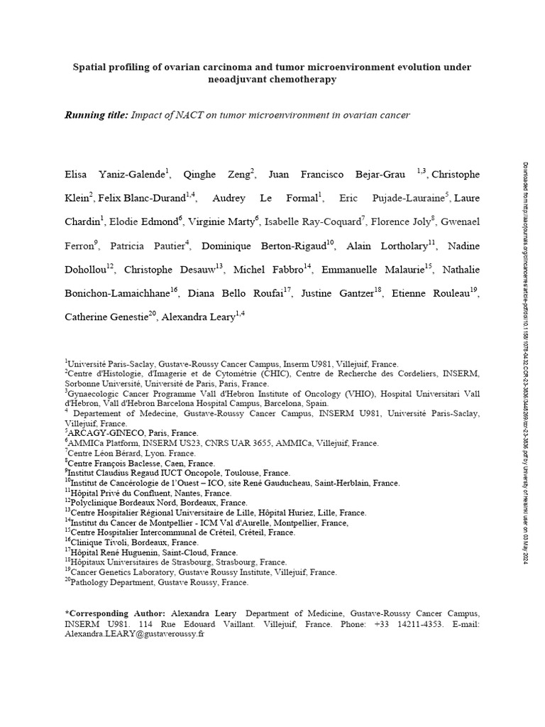 Spatial Profiling Of Ovarian Carcinoma And Tumor Microenvironment Evolution Under Neoadjuvant