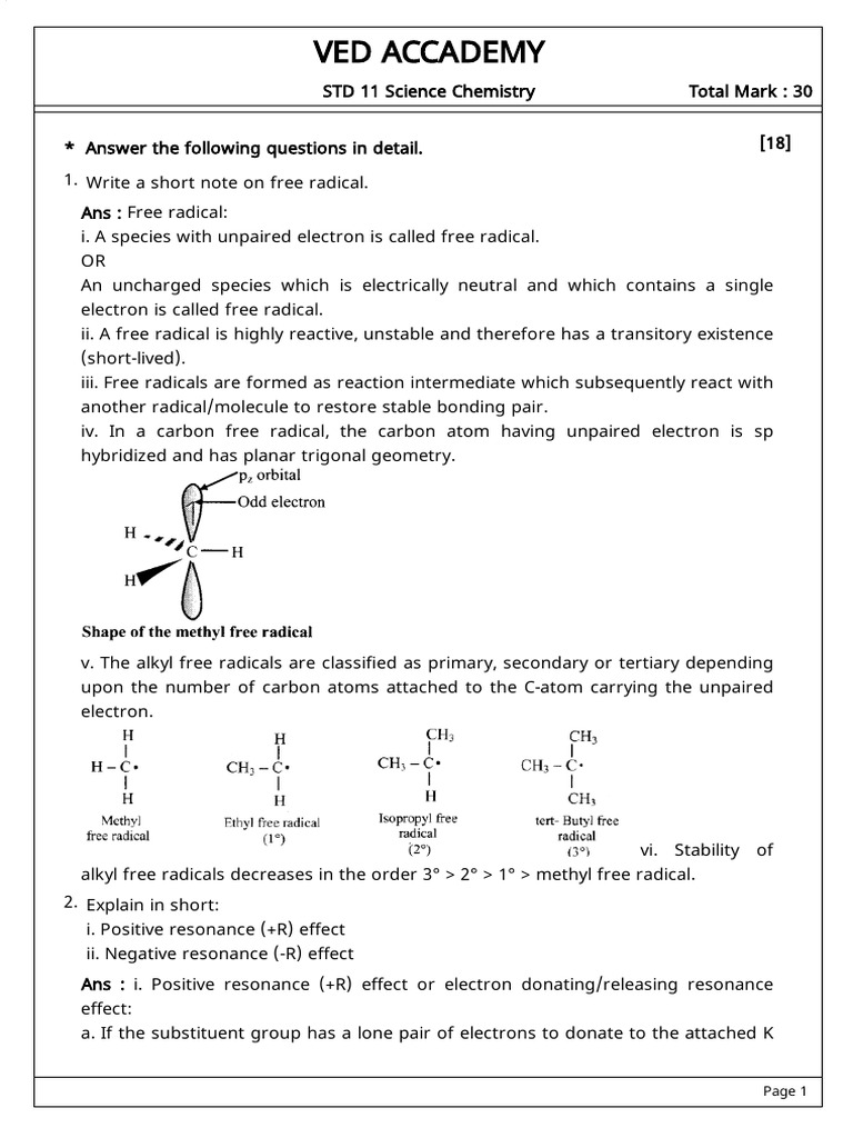 Chemistry Chapter 14 - Solution | PDF | Radical (Chemistry) | Isomer