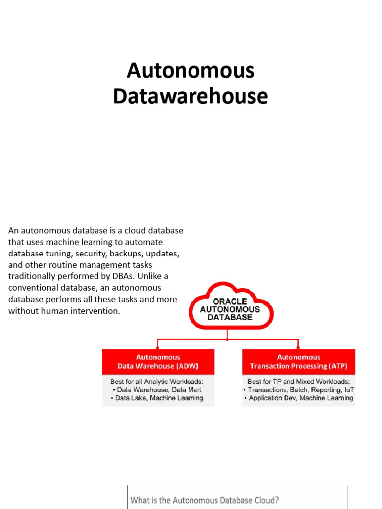 Autonomous Datawarehouse | PDF | Cloud Computing | Databases