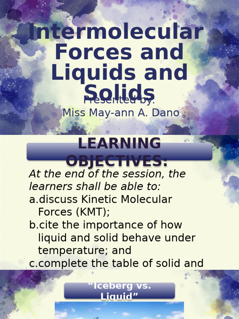 W1 KMT Intermolecular-Forces | PDF | Liquids | Molecules