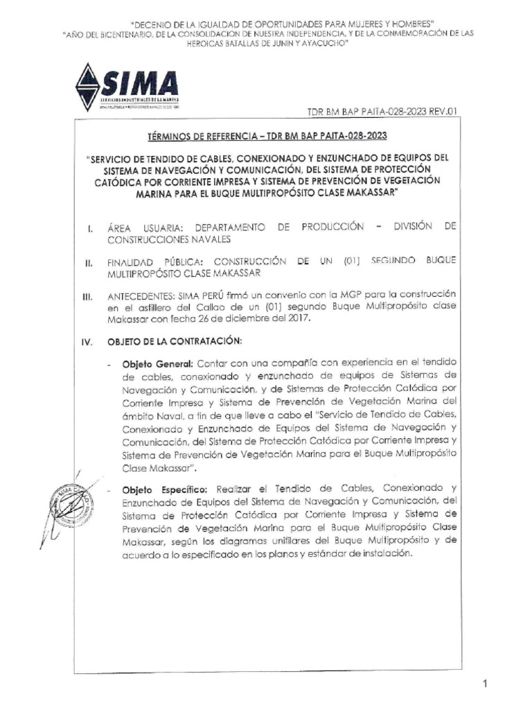 Servicio de Tendido de Cables en Paita | PDF | Buques