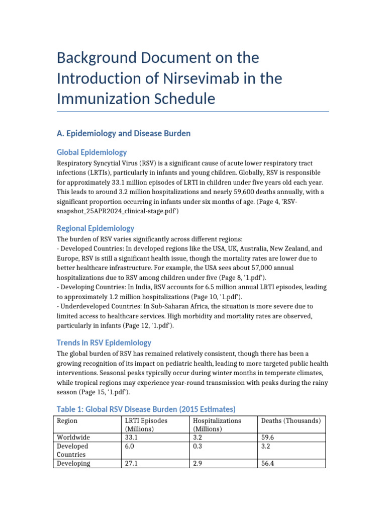 Nirsevimab's Role in RSV Immunization | PDF | Microbiology | Causes Of ...