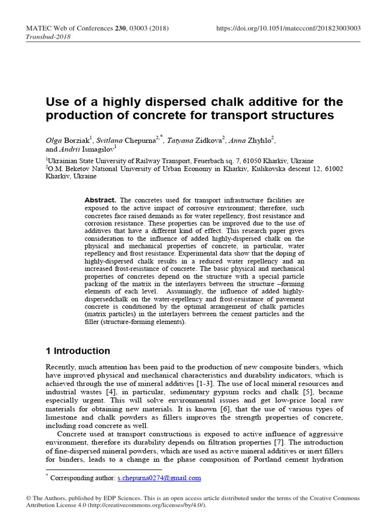 Use of A Highly Dispersed Chalk Additive For The P | PDF | Concrete ...
