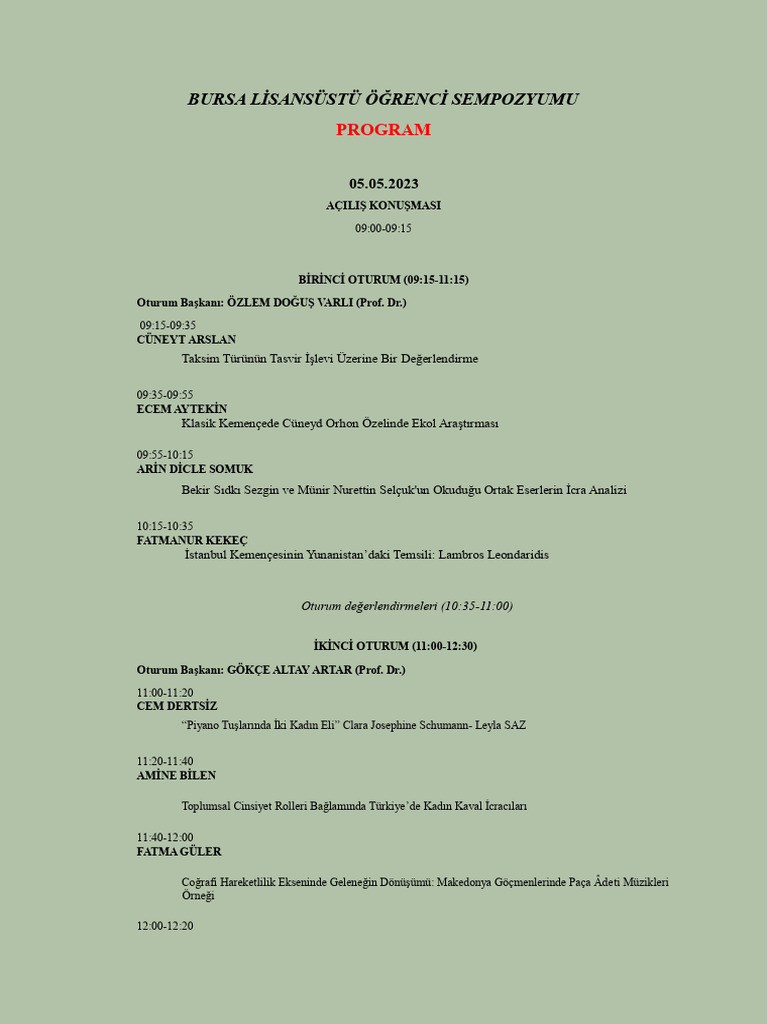 Sempozyum Program | PDF