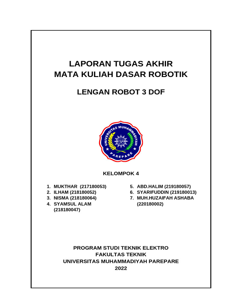 Format Laporan Tugas MK Dasar Robotik | PDF