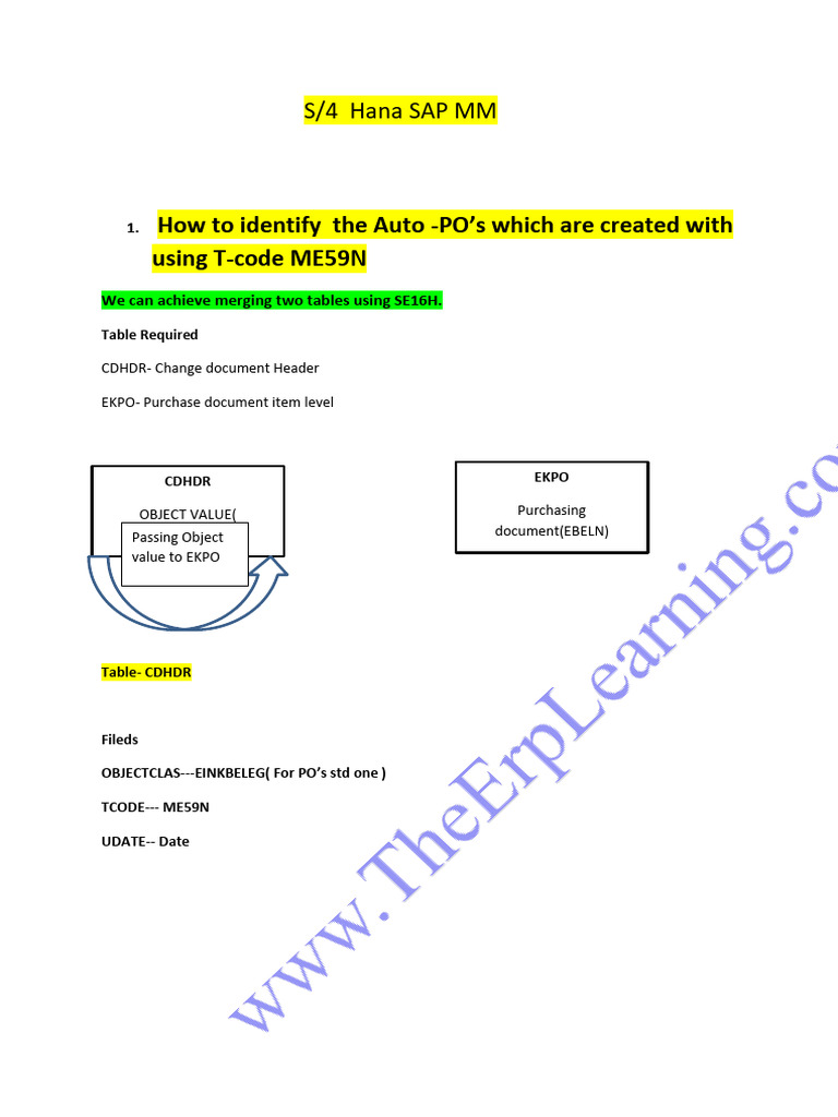 How To Identify The Auto - Using T-Code ME59N: S/4 Hana Sap MM | PDF