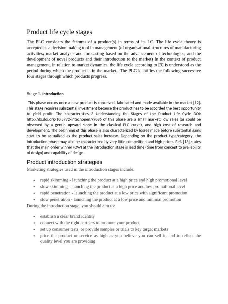 Product Life Cycle Stages | PDF | Marketing | Demand