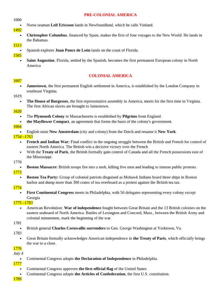 U.S. History Timeline Overview | PDF | Confederate States Of America ...