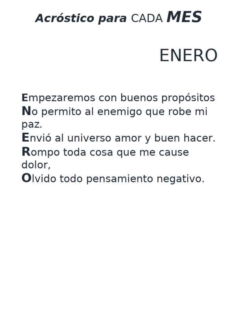 Acróstico para CADA MES | PDF | Amor