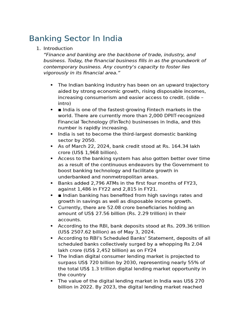 Indian Banking Sector Overview 2024 | PDF | Banks | Interest