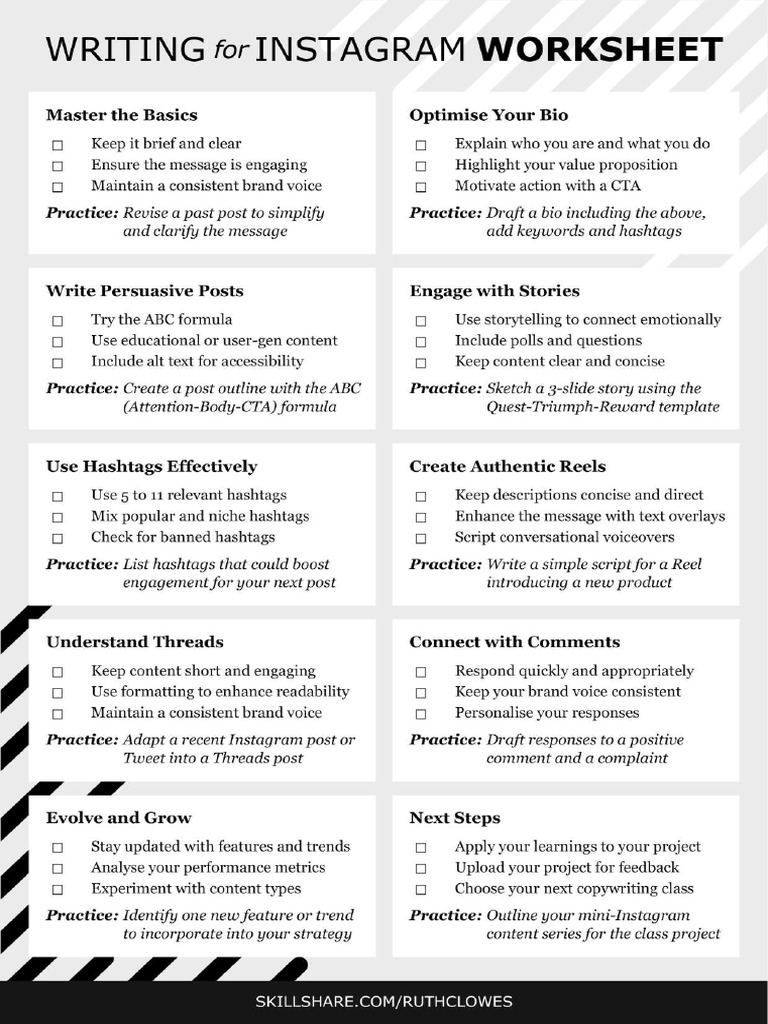 Writing For Instagram Worksheet PDF | PDF