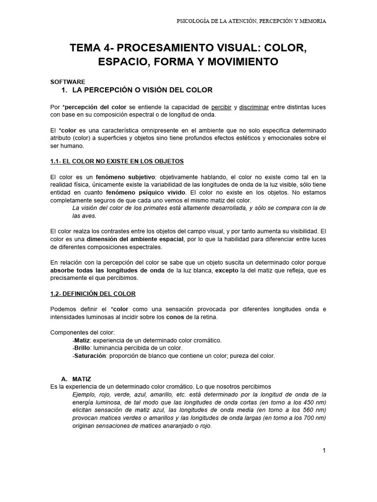 Apm - Tema 4 | PDF | Color | Percepción
