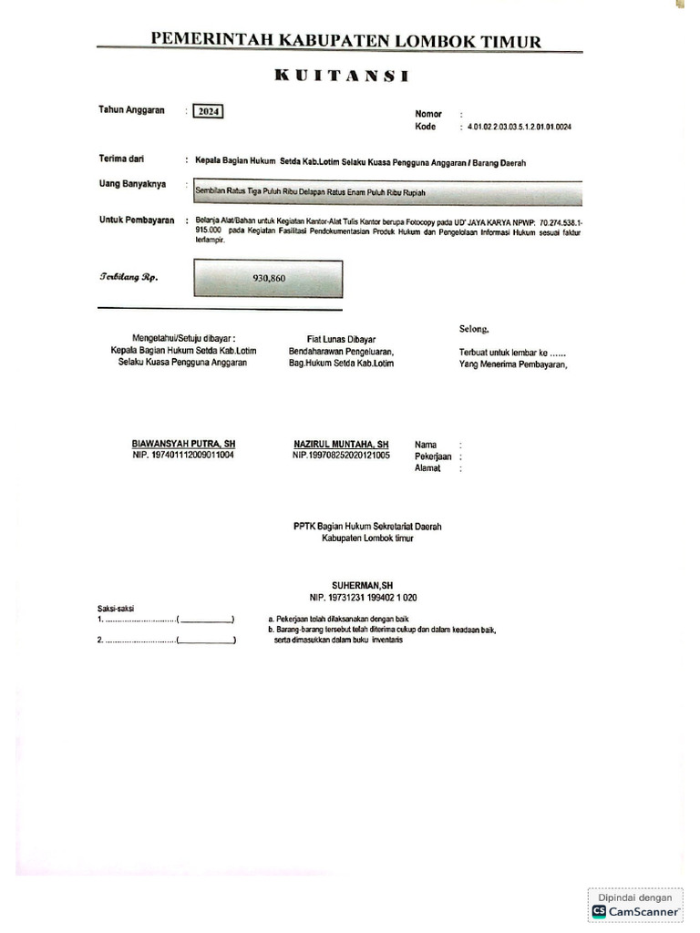 Kuitansi Fotocopy 930,860 | PDF