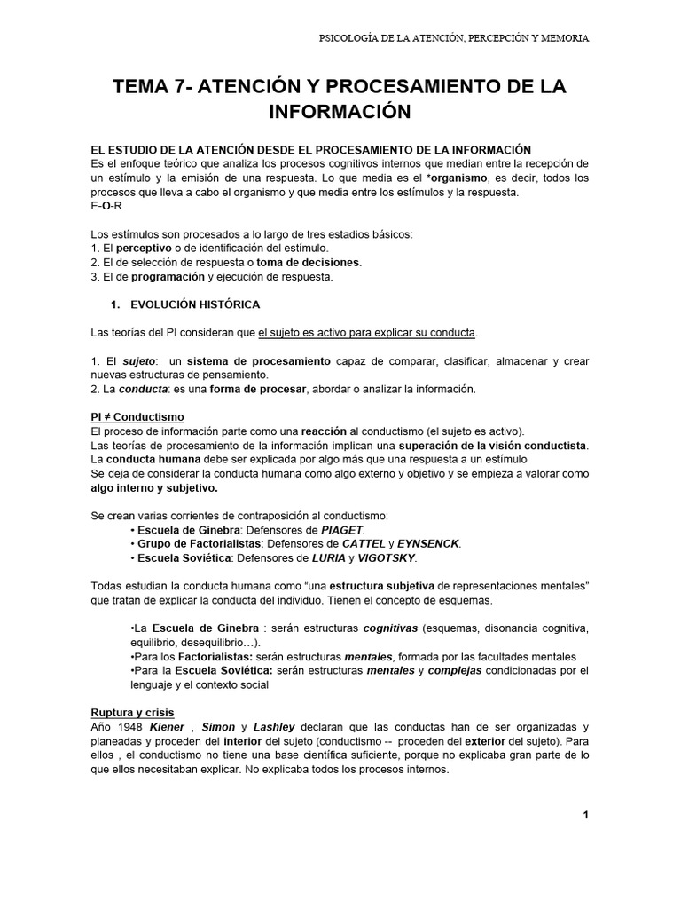 Apm - Tema 7 | PDF | Memoria | Pensamiento