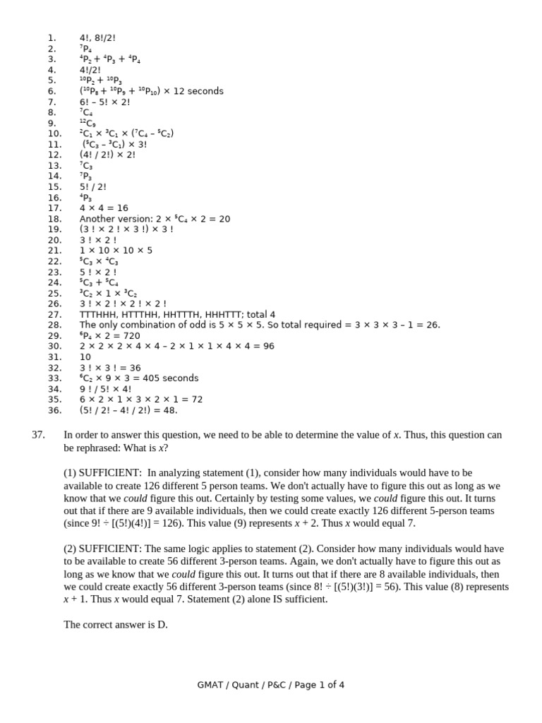 Combinatorics and Permutations Guide | PDF | Equations | Permutation