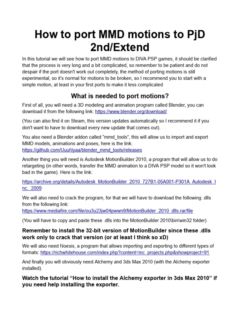 How To Port MMD Motions PJD 2nd Extend (ENG) | PDF | Computer File ...