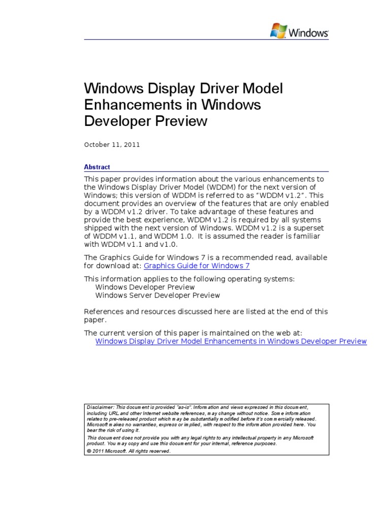 Windows Display Driver Model Enhancements | PDF | Graphics Processing ...