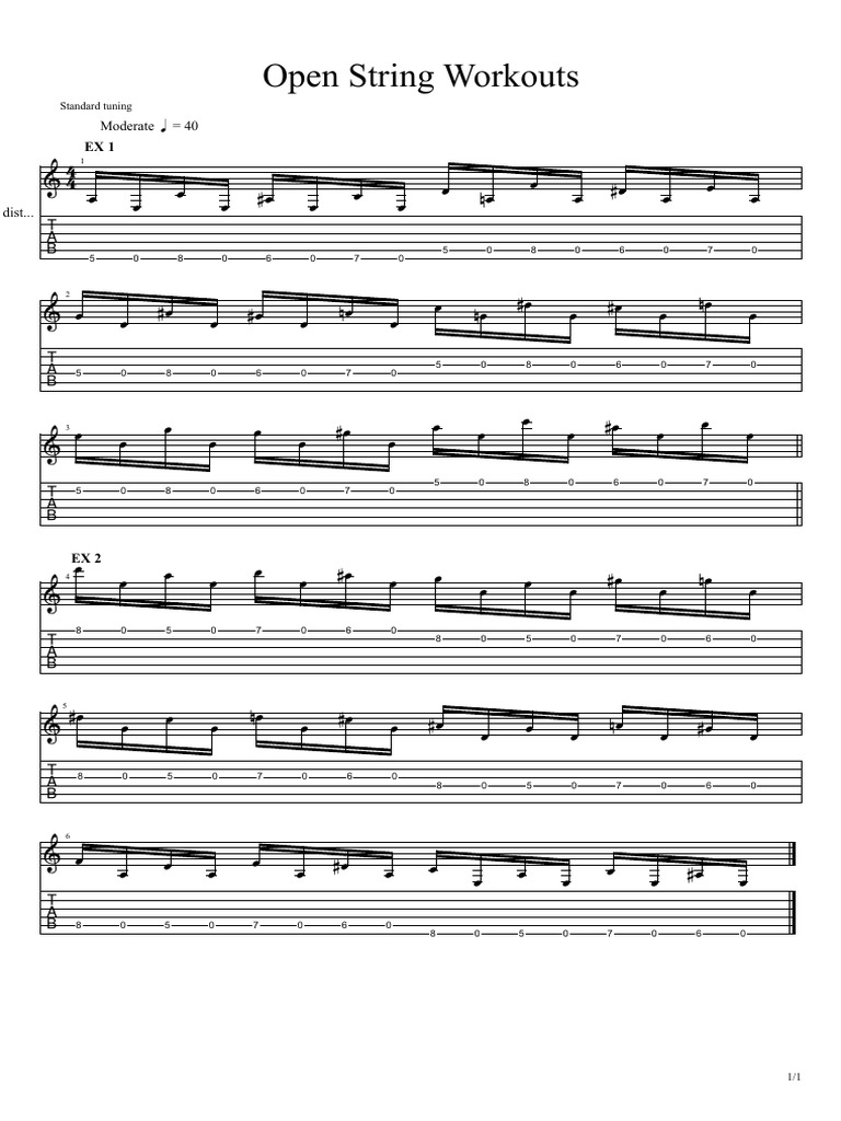 Open String Guitar Exercises | PDF | Elements Of Music | Necked Lutes