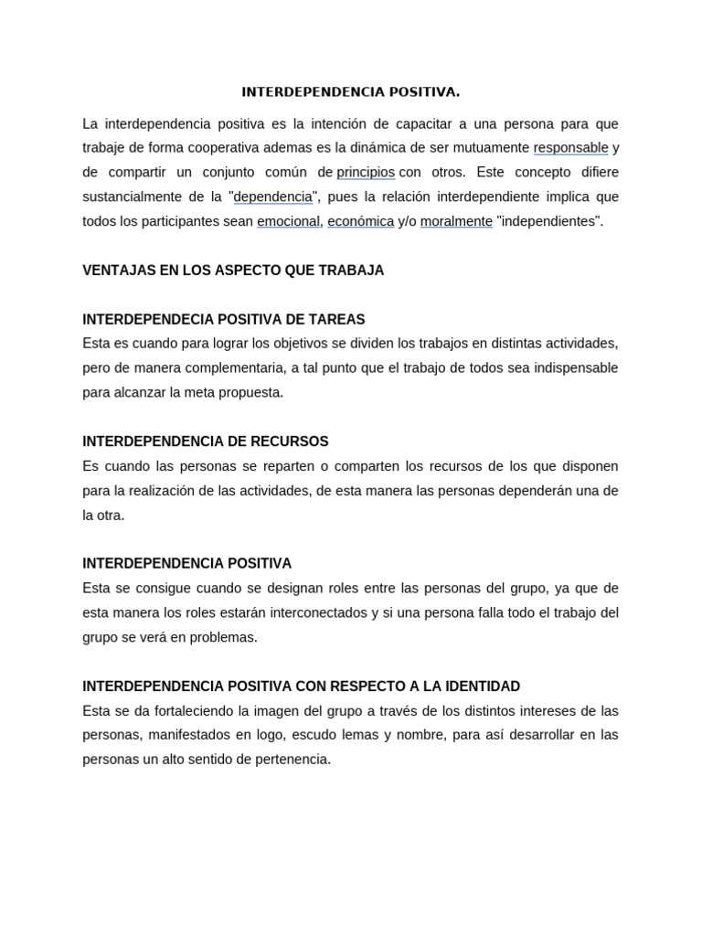 Interdependencia Positiva: Definición y Beneficios | PDF