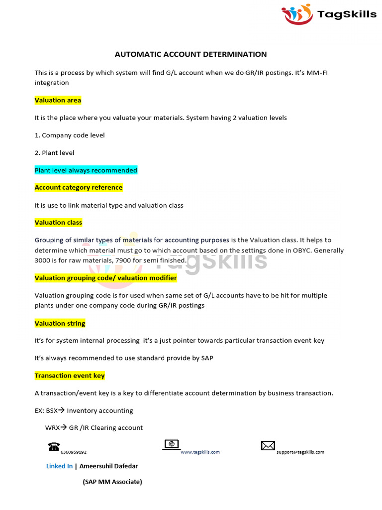 Automatic Account Determination: Valuation Area | PDF | Valuation (Finance) | Software Engineering