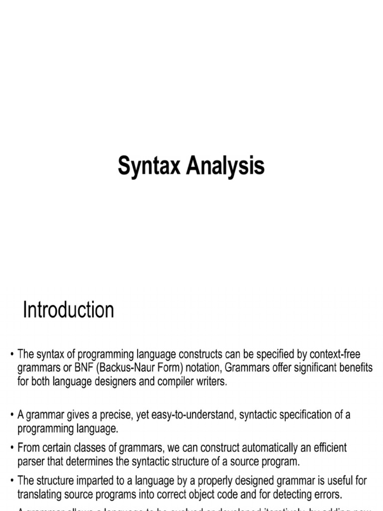 Syntax Analysis | PDF