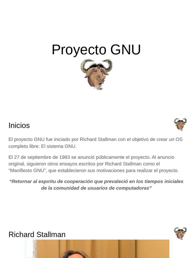 Historia y Evolución del Proyecto GNU | PDF | Ñu | Software libre