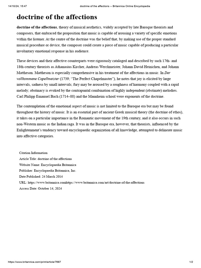Doctrine of The Affections - Britannica Online Encyclopedia | PDF ...