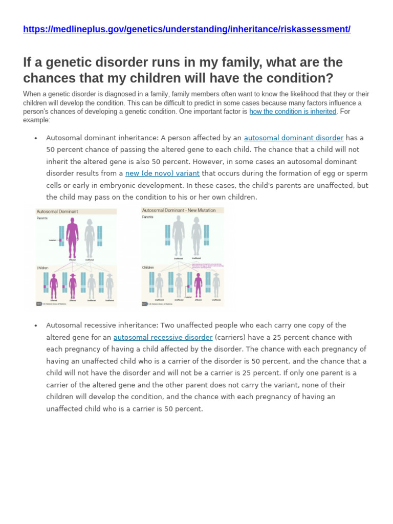 Genetic Disorder | PDF | Genetic Disorder | Dominance (Genetics)