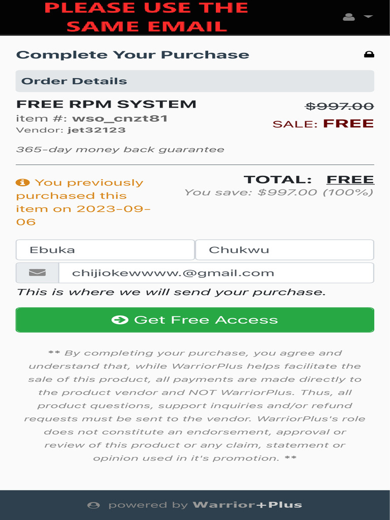 Complete Your Purchase FREE RPM SYSTEM Warrior | PDF | Law