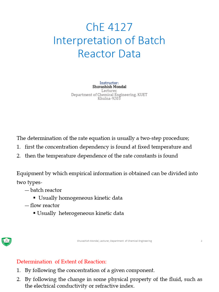 Interpretation of Batch Reactor Data | PDF | Chemical Kinetics | Chemical Reactor
