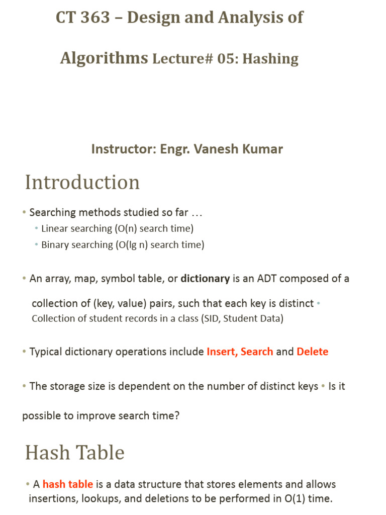 Lect Hashing | PDF | Computing | Computer Data Lect Hashing | PDF | Computing | Computer Data