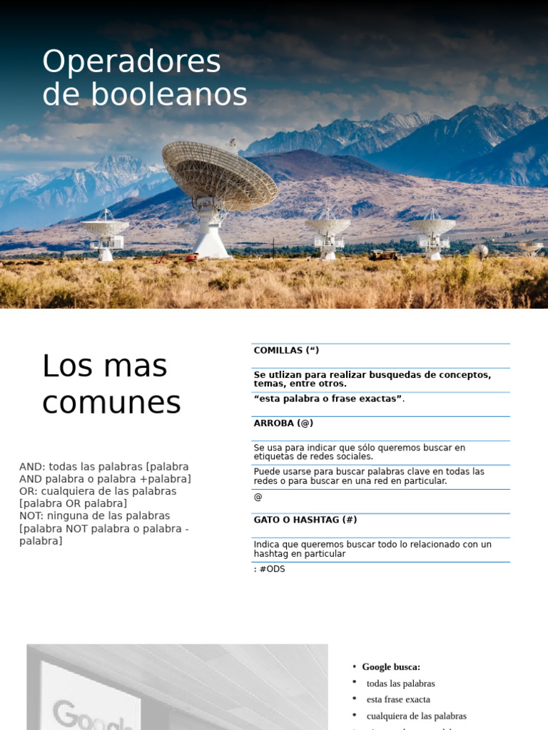 Guía de operadores booleanos en búsquedas | PDF | Hashtag | Licencia Creative Commons