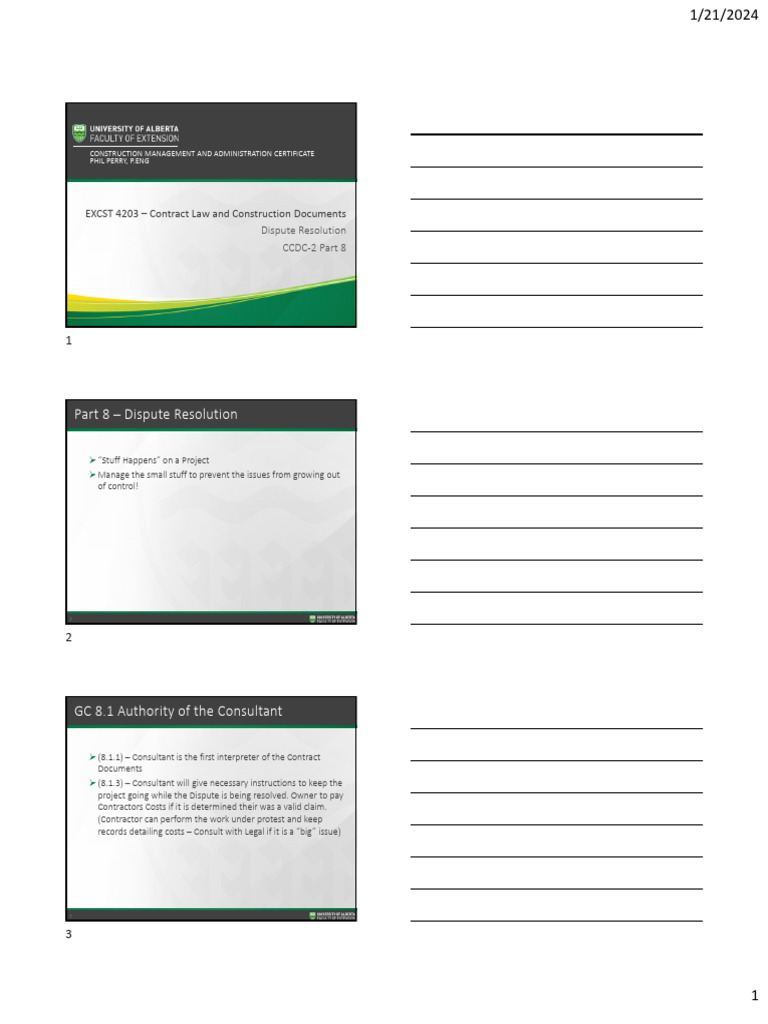 11 - Dispute Resolution - CCDC-2 Part 8 | PDF | Mediation | Arbitration