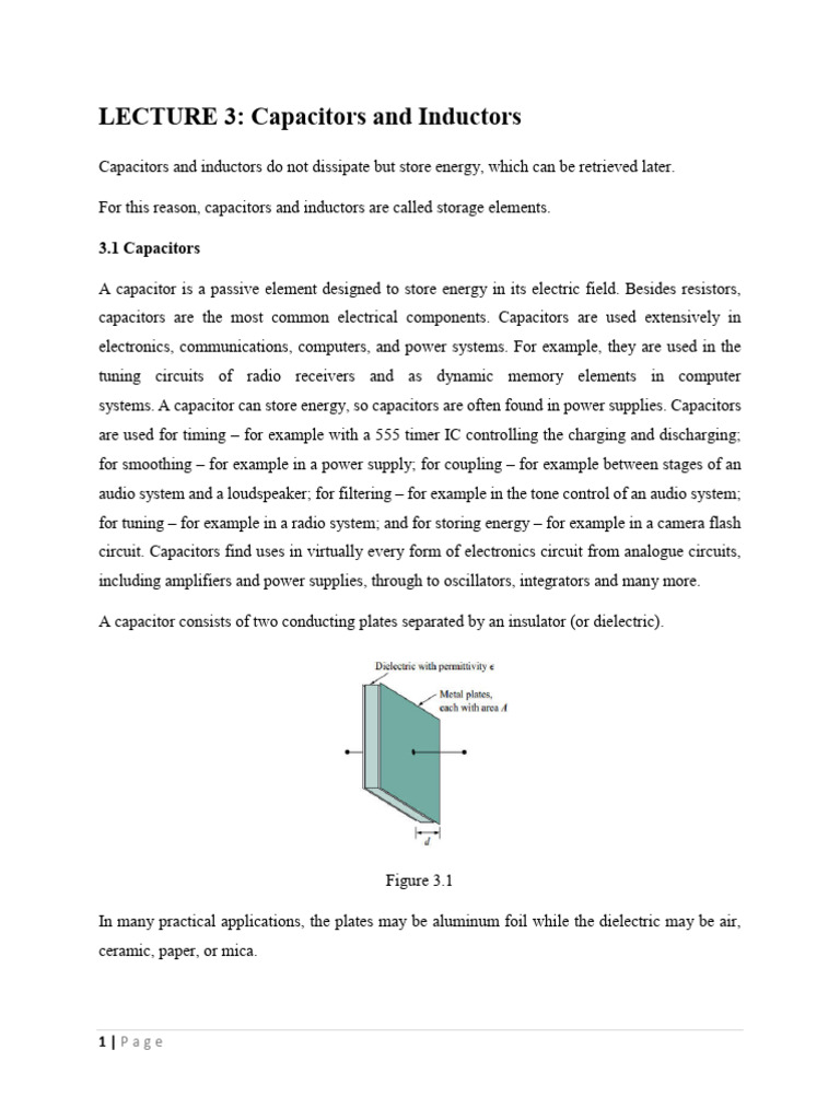Lecture 3 Capacitors and Inductors Mech | PDF | Capacitor | Inductor
