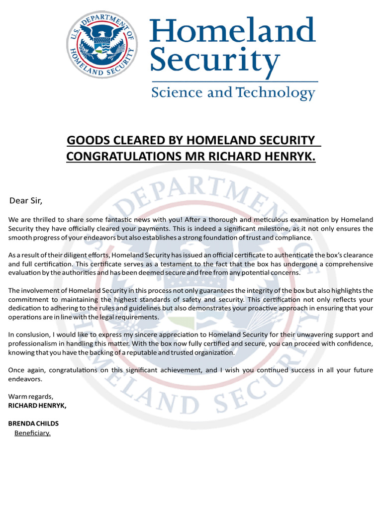Homeland Security Goods Cleared Out 27042024 | PDF