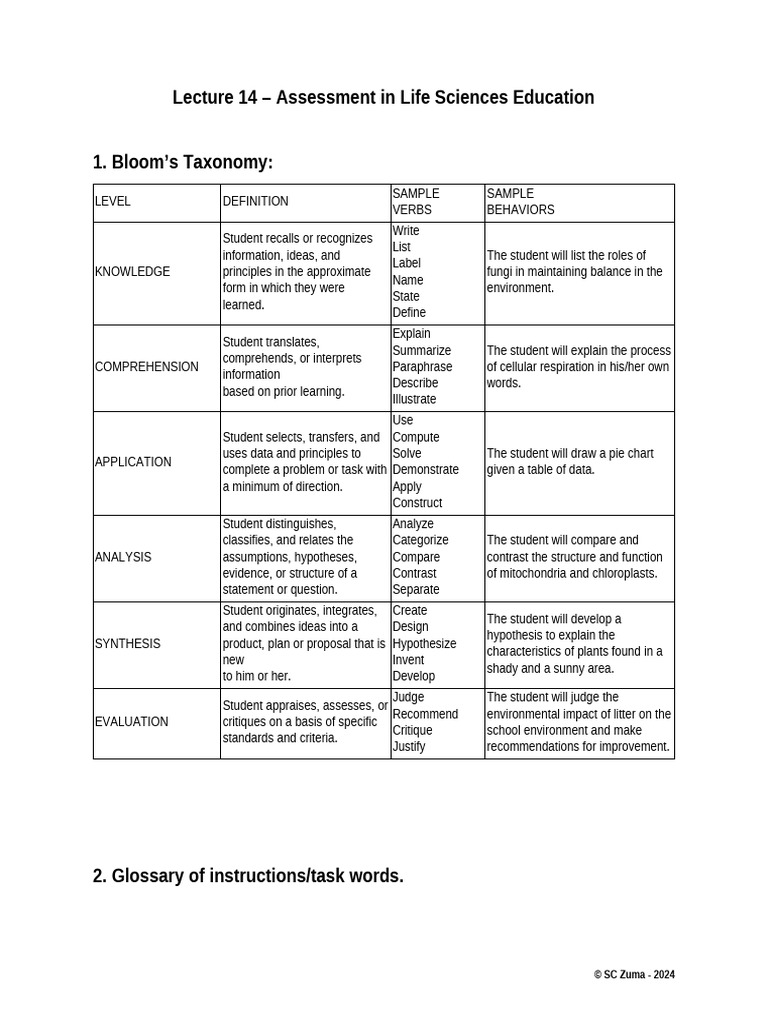 Lecture 14 - Assessment in Life Sciences Education | PDF | Reason | Science