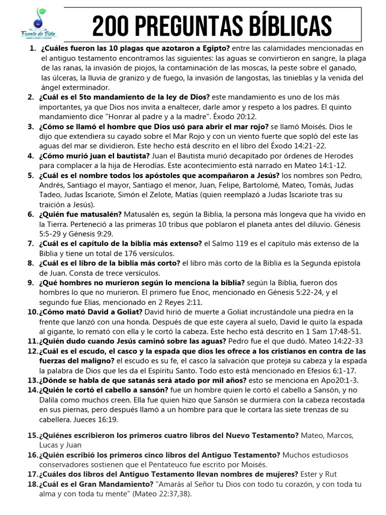 Preguntas Biblicas 200 | PDF | Jesús | David