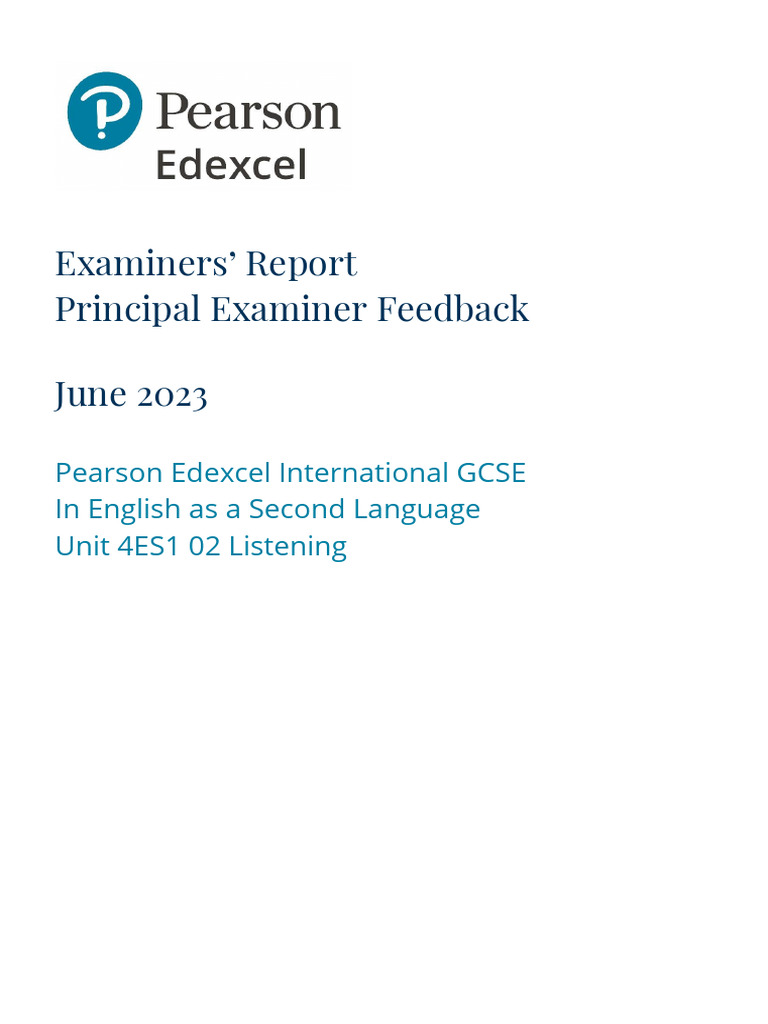 Edexcel ESL Listening Exam Report 2023 | PDF | Multiple Choice ...