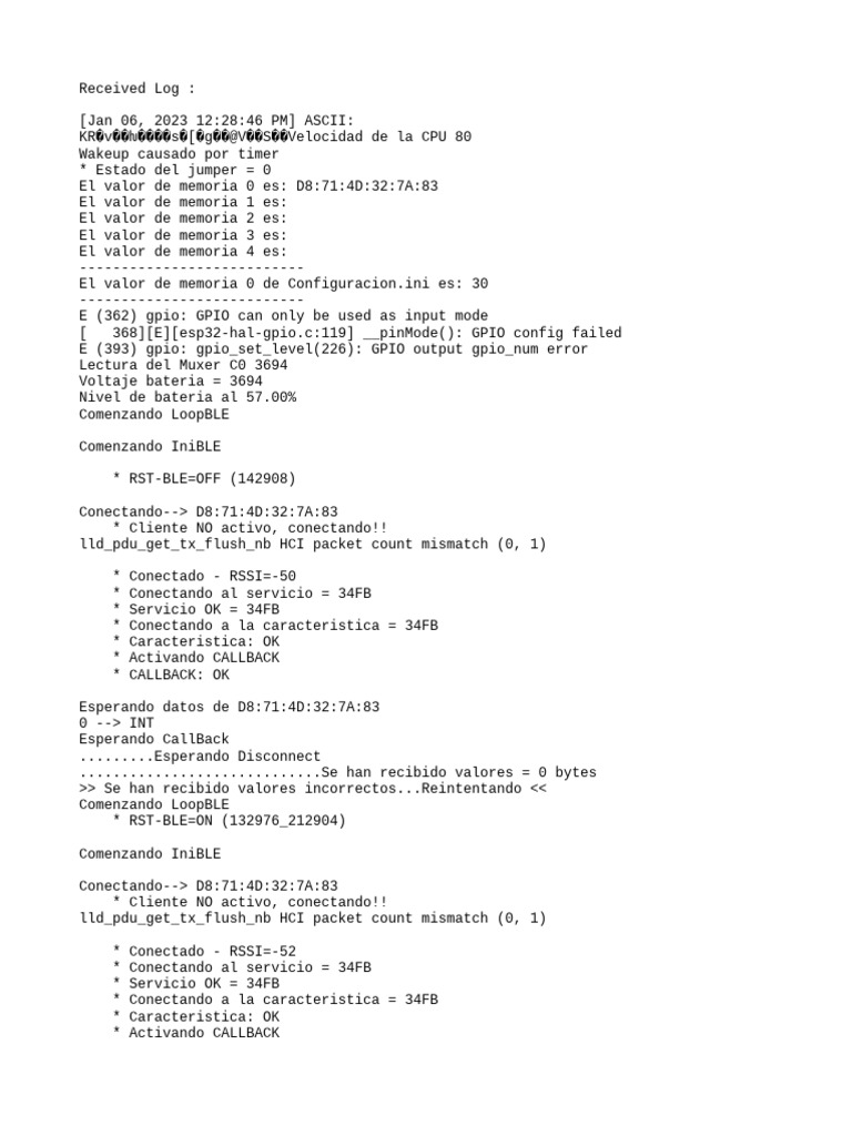 BLE Terminal Log (iOS) | PDF